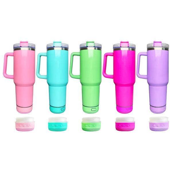20 Pack 40oz White/Colorful Blank Sublimation Stanley-Style Bluetooth ...