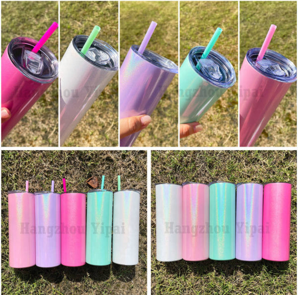 25 Pack 20oz Skinny Straight Shimmer Tumblers for Sublimation_GGblanks